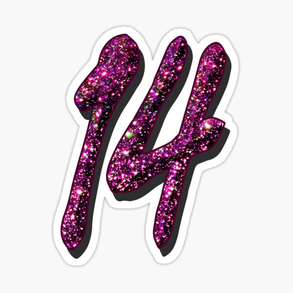"Number fourteen as the date age birthday anniversary - 14th" Sticker ...