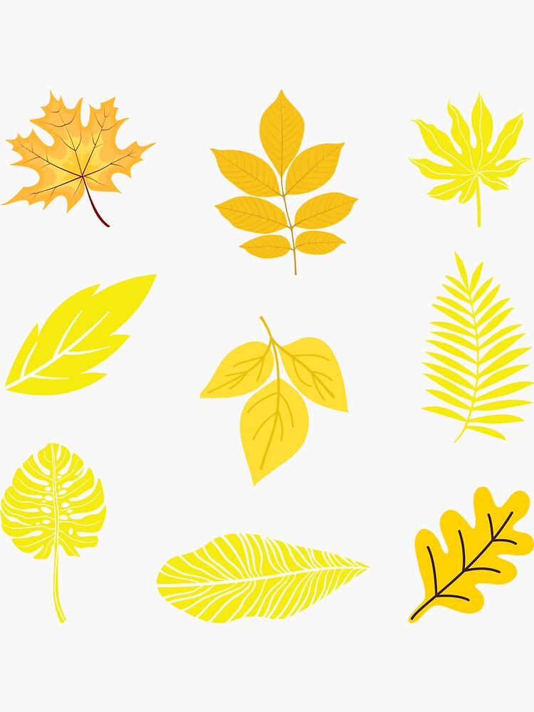 "Yellow Fall Leaves Sticker Pack" Sticker for Sale by Caregiverology ...