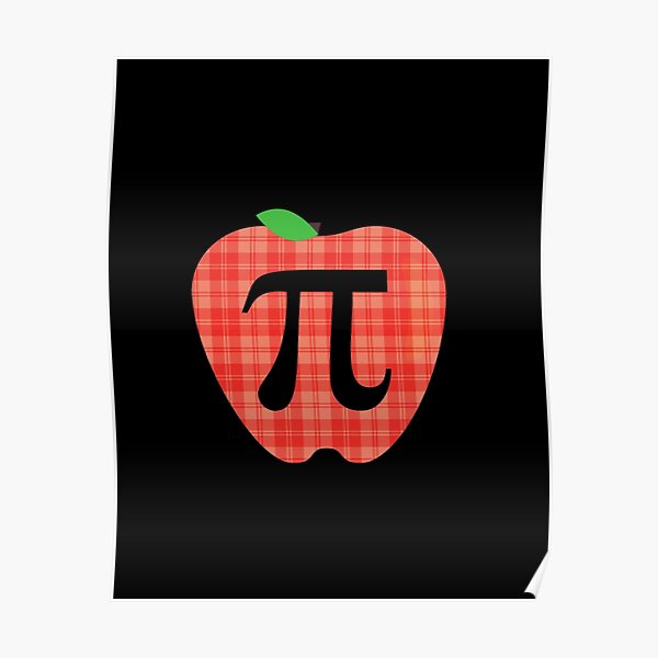 "Apple Pi, Apple Pie Visual Pun, Plaid Apple, Pi Symbol" Poster by ...
