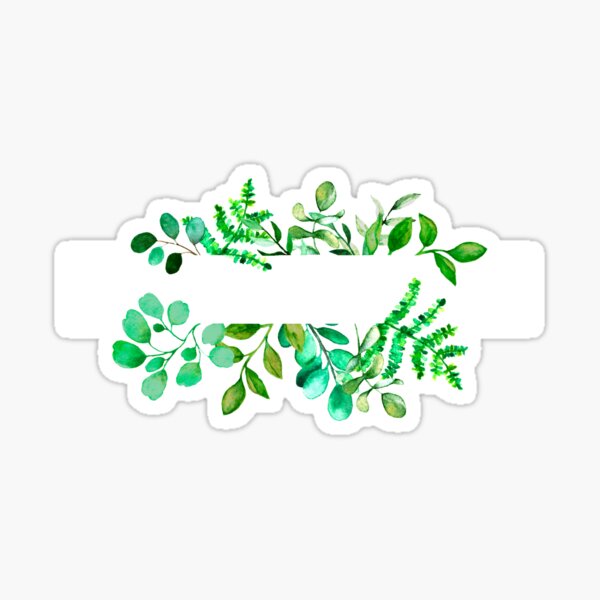 " Watercolor greenery frame print with textspace" Sticker for Sale by ...