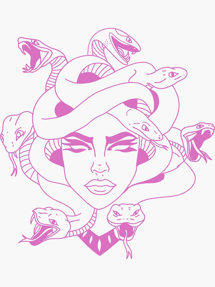 "Pink Medusa" Sticker for Sale by DarkArtStudio | Redbubble