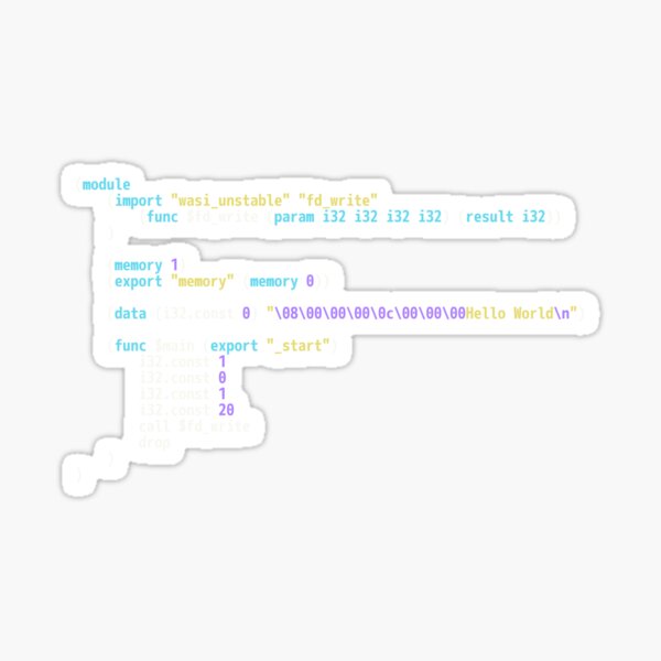 Pegatina «Hello World WebAssembly Code - Diseño de codificador de esquema de sintaxis oscura» de ...