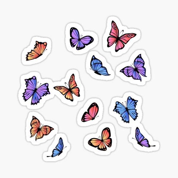 "colorful flying butterflies" Sticker by sirineab | Redbubble