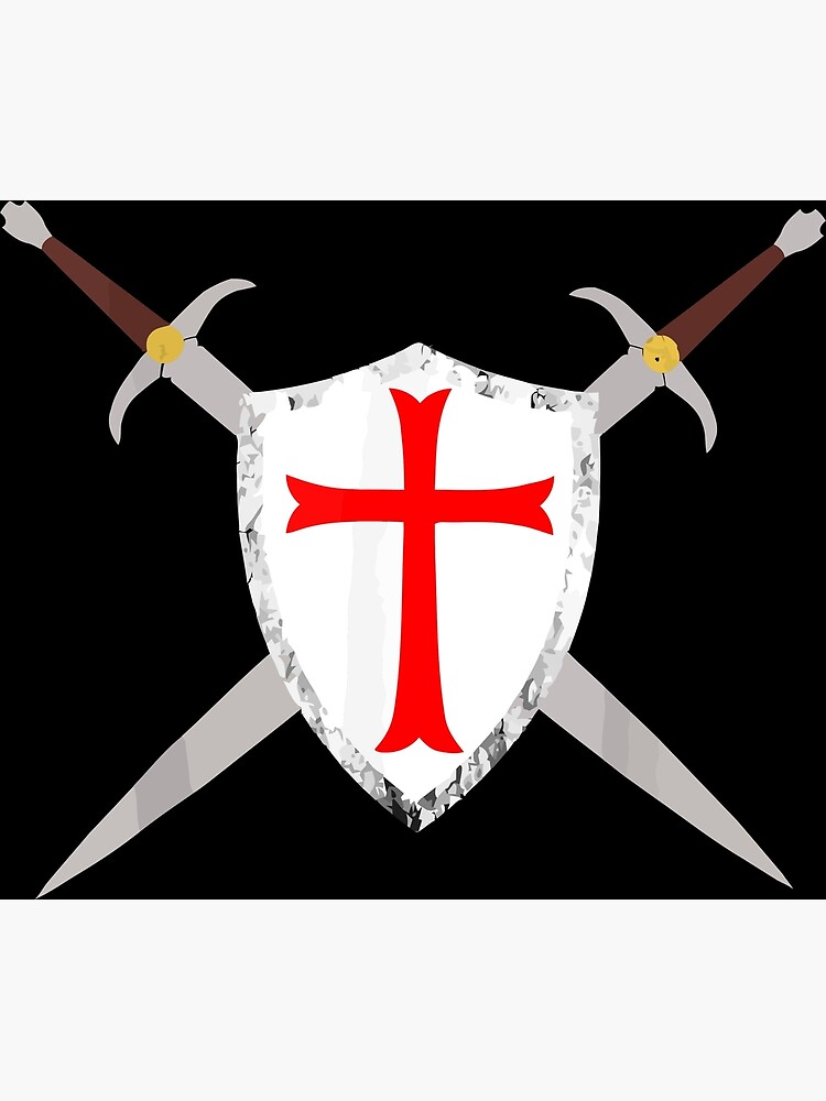 "Crusader Knights Templar Sword Shield Crest Defending" Poster for Sale ...