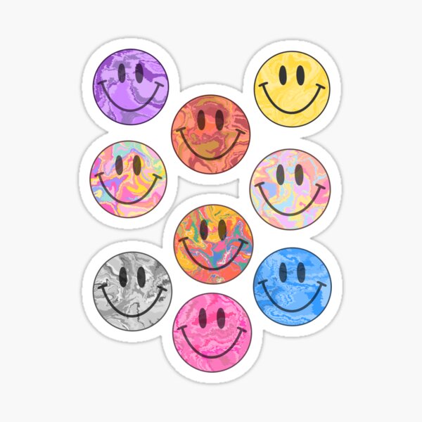"Smiley Face sticker pack" Sticker for Sale by faithyroseart | Redbubble