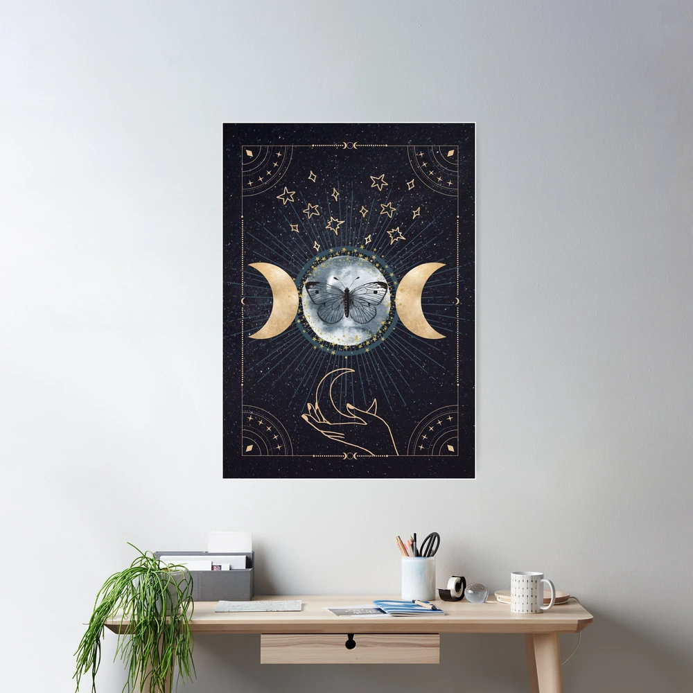 Detalles Sobre La Triple Luna Triple Luna Con Pentagrama Y árbol De
