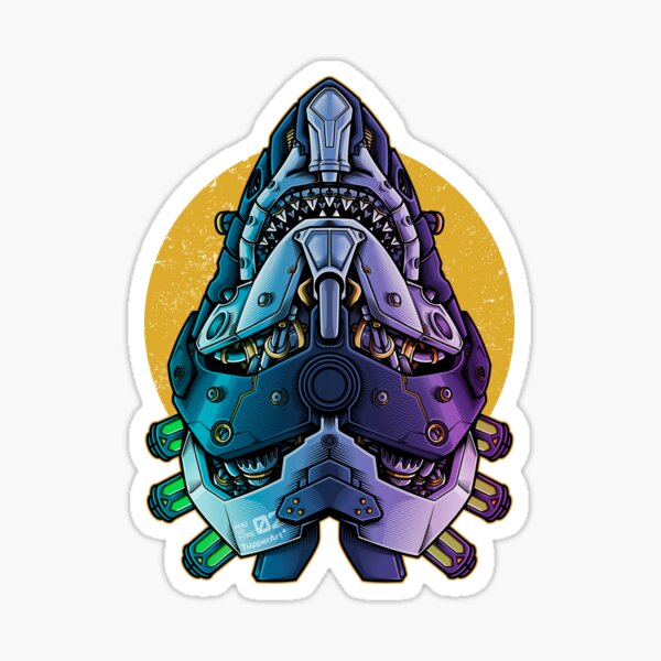 "SHARK MECHA PROTOTYPE 02" Sticker for Sale by TupperArt | Redbubble
