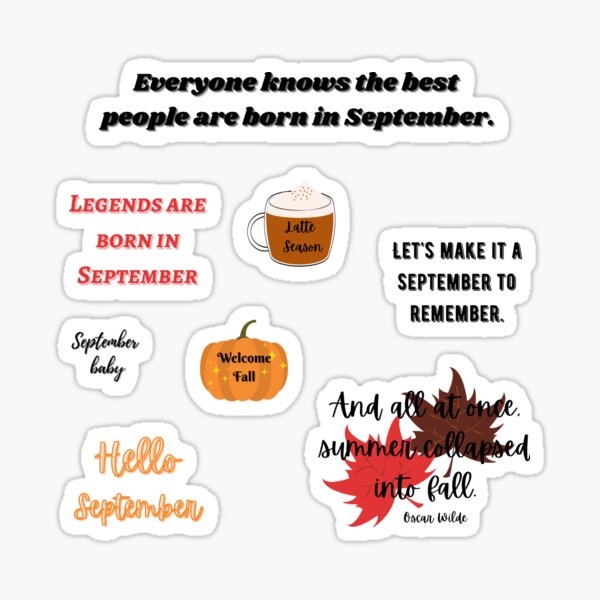"September Birthday Quotes - September & Fall Sticker Pack (8 pck ...