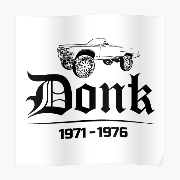 "Donk US Voiture Culture. Lowrider, wheels, rims Black on White" Poster ...