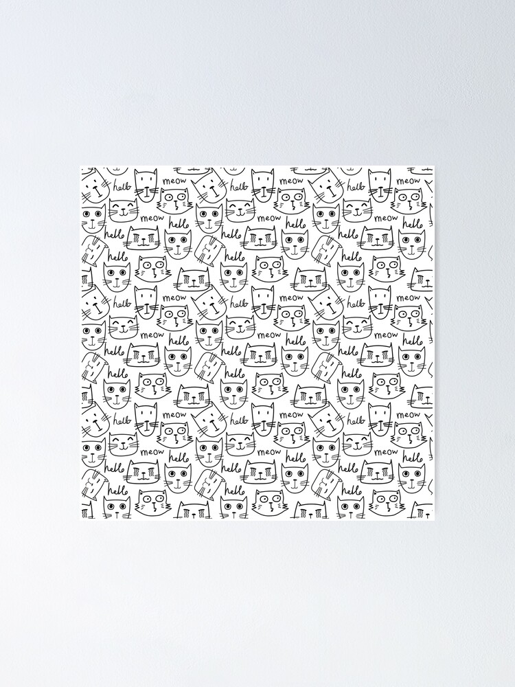 "Hello Meow Doodle" Poster for Sale by With-Odin | Redbubble