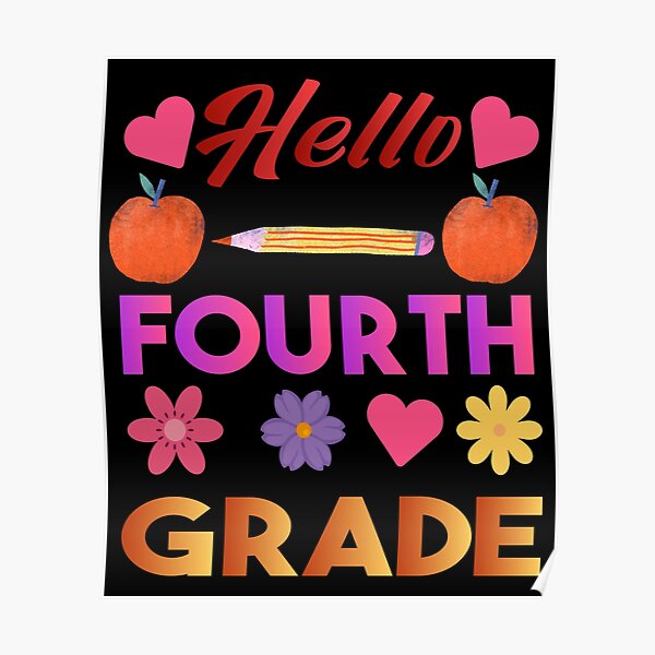 "Colorful 4th Grade - Hello Fourth Grade - First Day of School - 4th ...