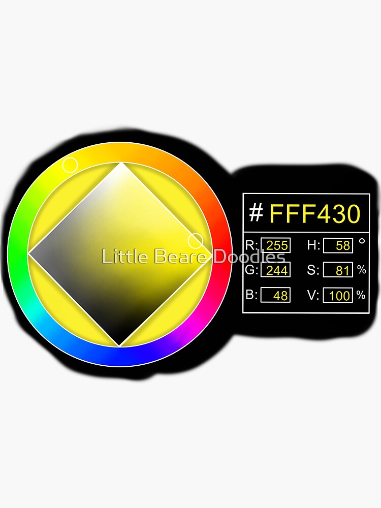 "Hexadecimal Color Picker #FFF430" Sticker for Sale by DoodleBeare ...
