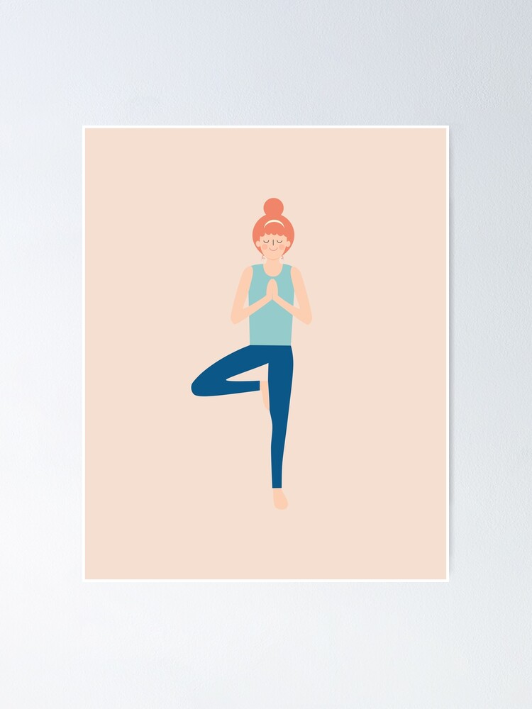 "Cute yoga woman posture character." Poster for Sale by Sagi-Sagi ...