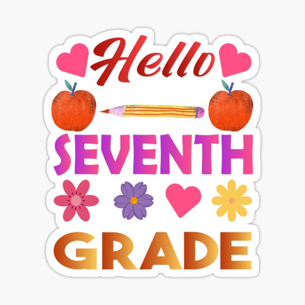 Pegatina «Feliz primer día de séptimo grado - Regalo colorido para ...