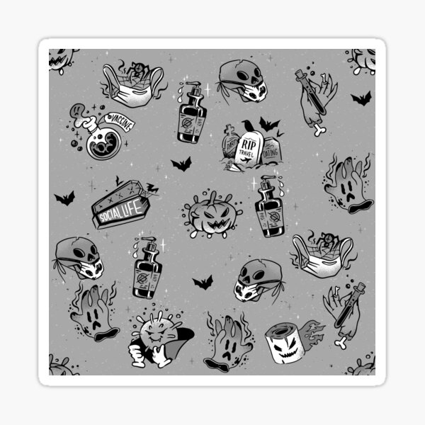 "grey covid germs halloween creepy" Sticker for Sale by gossiprag ...