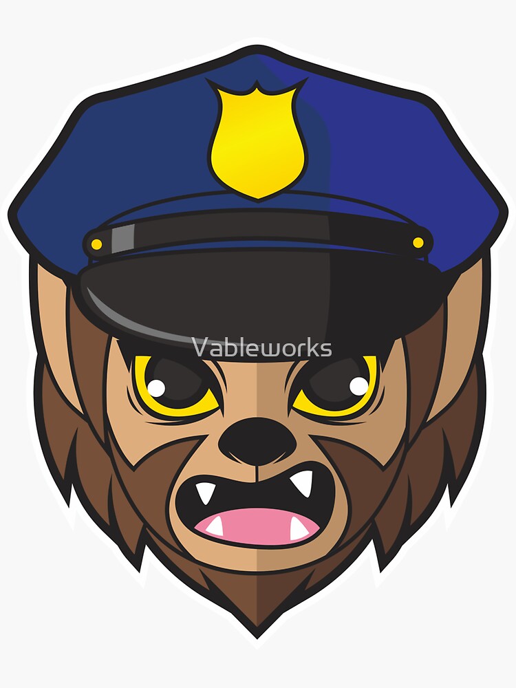 "POLICE WEREWOLF" Sticker for Sale by Vableworks | Redbubble