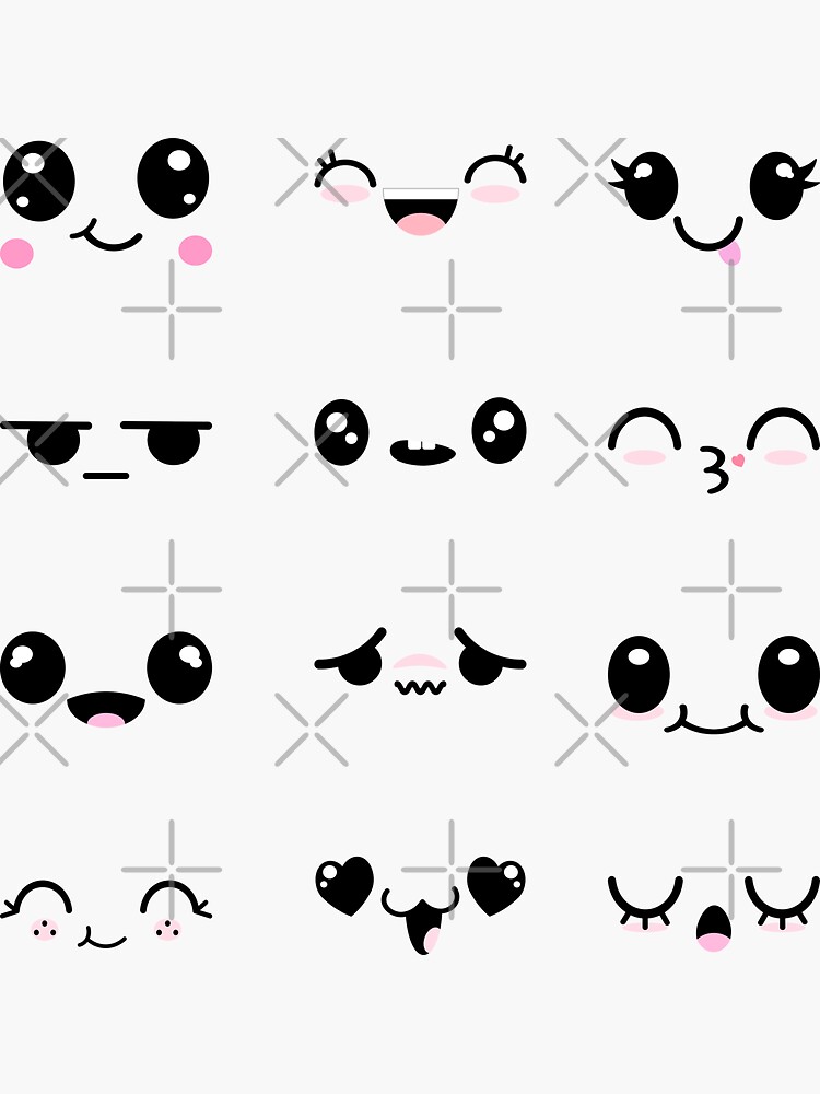 "Kawaii faces sticker pack" Sticker for Sale by pinkwinkpop | Redbubble