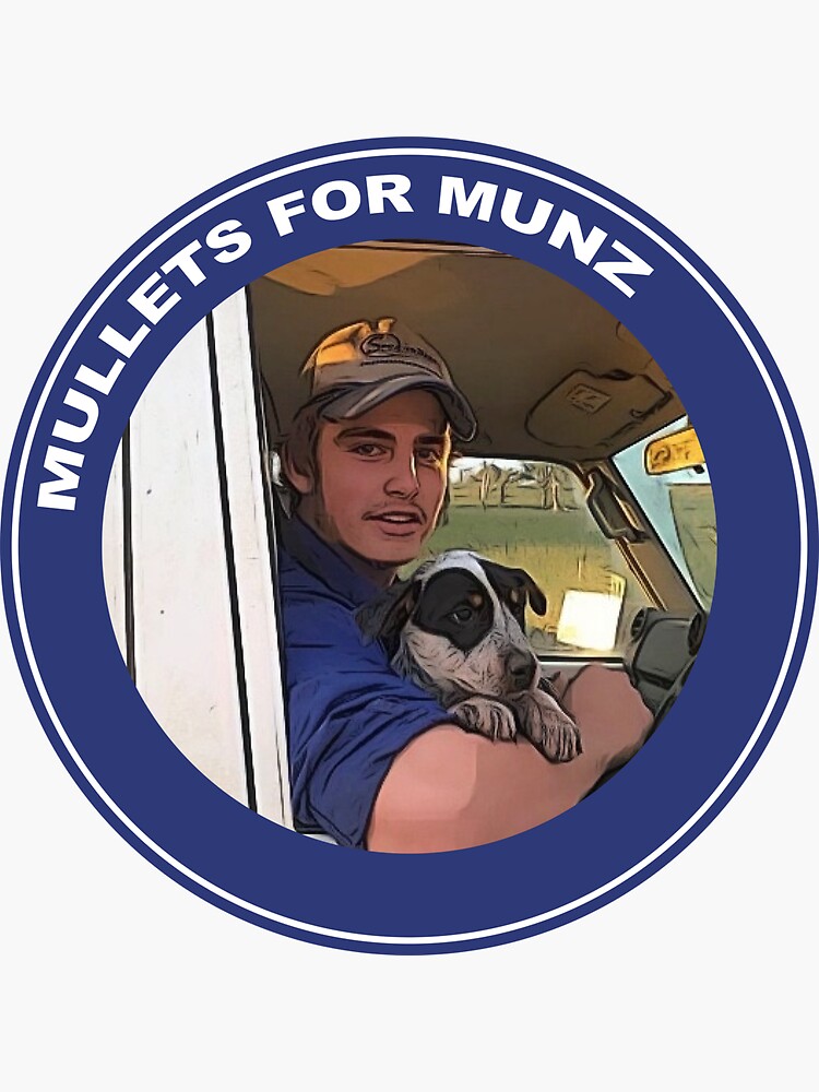 "Mullets for Munz Blue Circle" Sticker for Sale by M4Munz | Redbubble