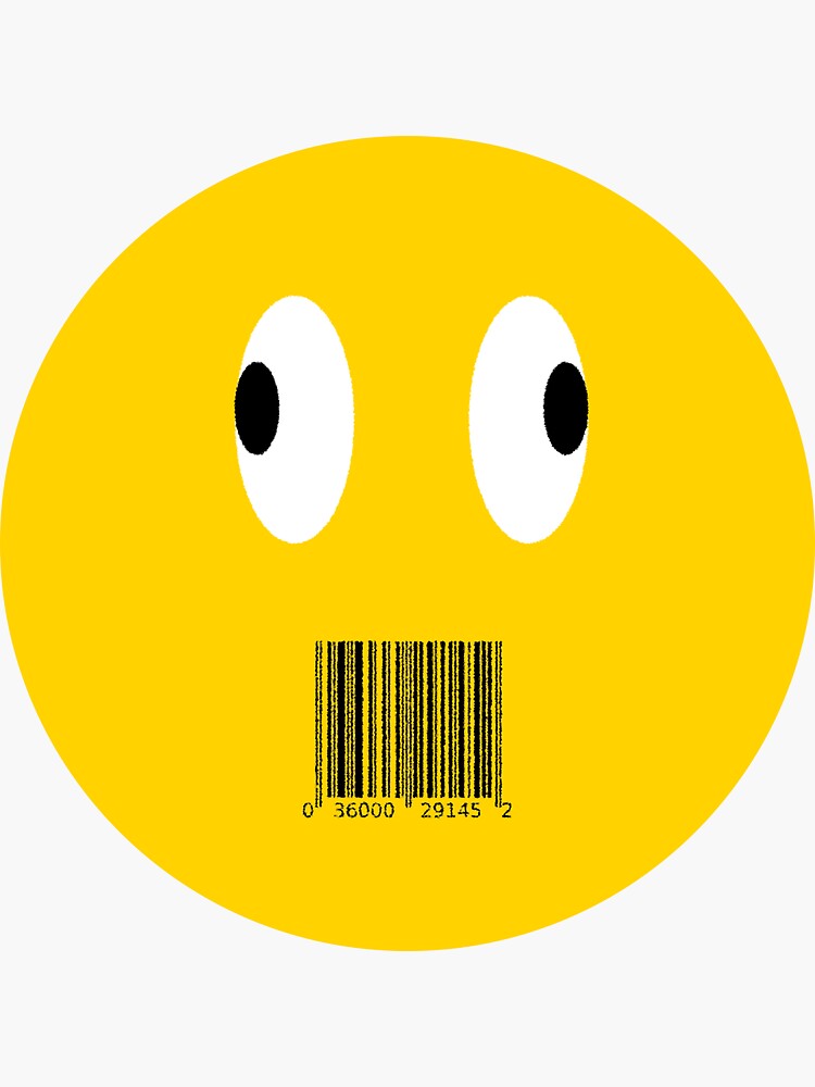 "Barcode Yellow Capitalist Smiley Face Emoji" Sticker for Sale by ...