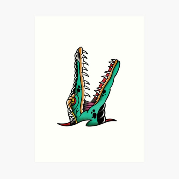 "Gator - Neo Traditional Tattoo" Art Print for Sale by MomoLengkong ...