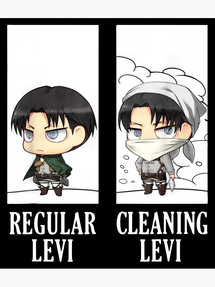 "Cleaning Levi Chibi" Poster for Sale by gilesjacobs | Redbubble