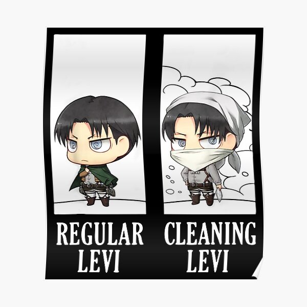 "Cleaning Levi Chibi" Poster for Sale by gilesjacobs | Redbubble