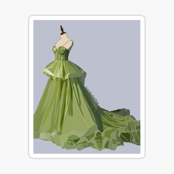 "Gorgeous Green Gown" Sticker for Sale by ktwin | Redbubble