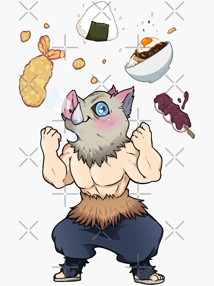 "Demon Slayer Inosuke Food Love" Sticker by OraAnne9 | Redbubble