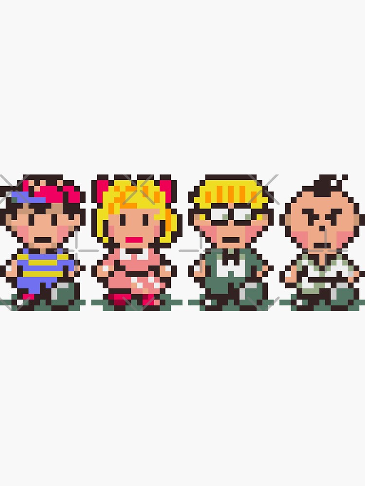"Earthbound Party Member Sprites" Sticker for Sale by SpriteGuy95 ...