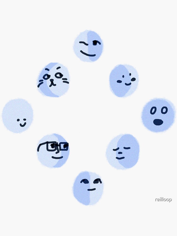 "Phase Face - Phases of the moon Smiley Faces" Sticker by reilloop ...