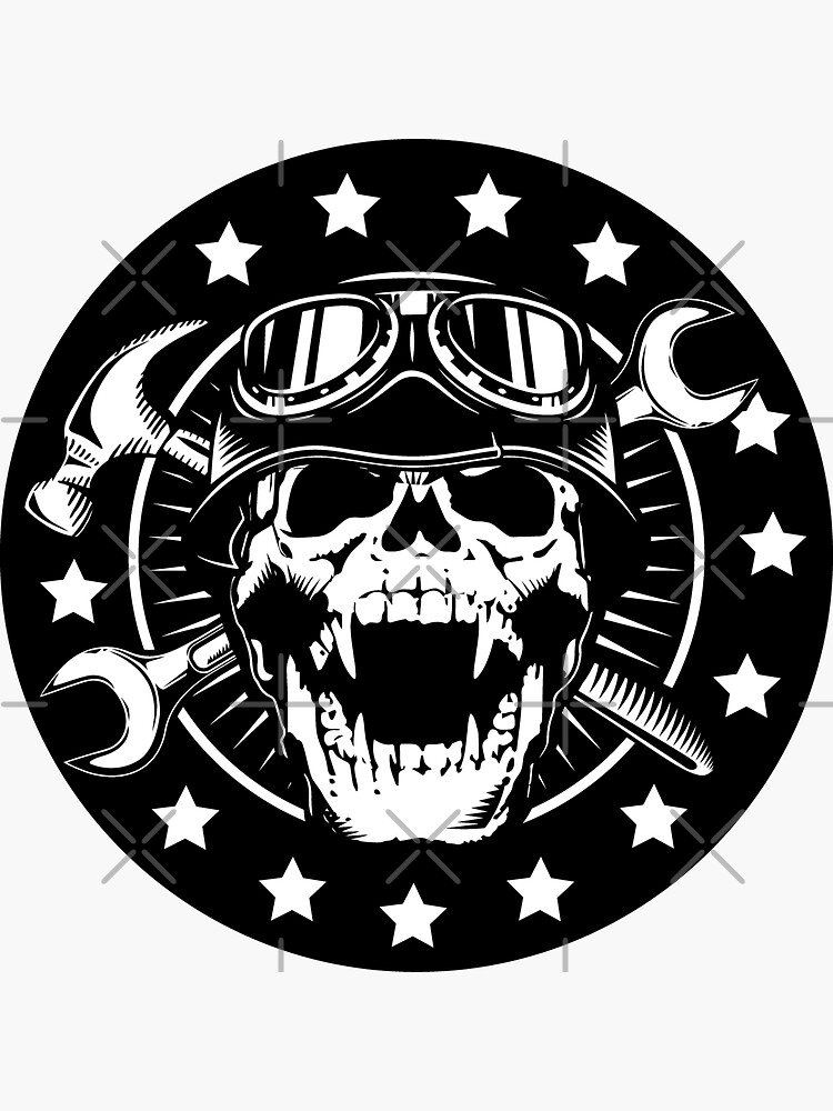 "Skull Spanner Hammer Stars" Sticker by D4mon | Redbubble