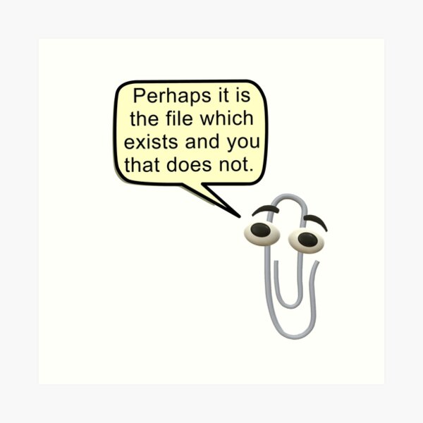 "Microsoft Clippy Philosophy Sticker Meme Sticker" Art Print for Sale ...