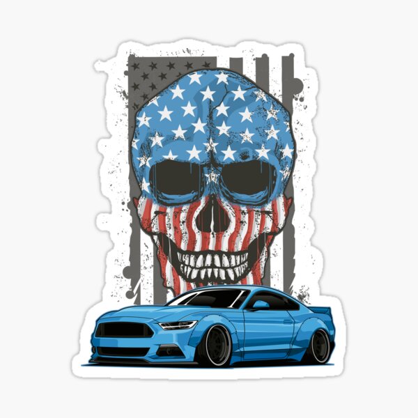 "Ford Mustang S550 American Muscle USA Skull" Sticker for Sale by ...