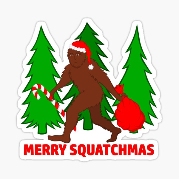 "Merry Squatchmas Funny Christmas Bigfoot Santa" Sticker by ...