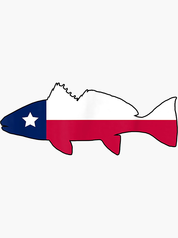 "Texas Redfish Fishing Texas Red Drum Fishing Texas Flag" Sticker for ...