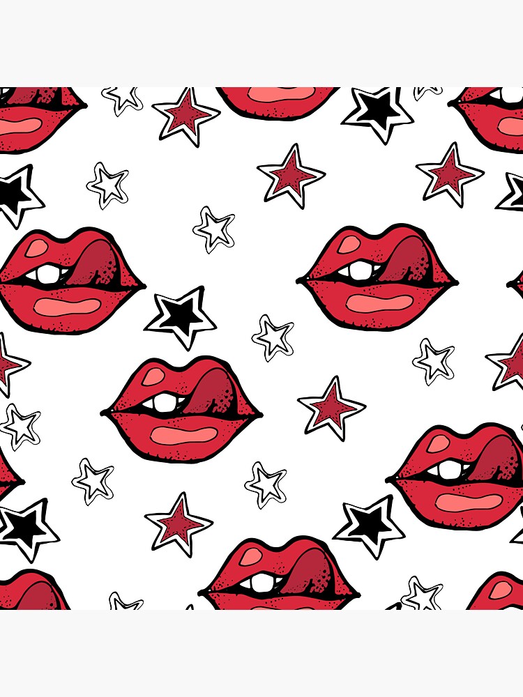 "pattern. Hand drawn lips, stars, pop art." Sticker for Sale by ...