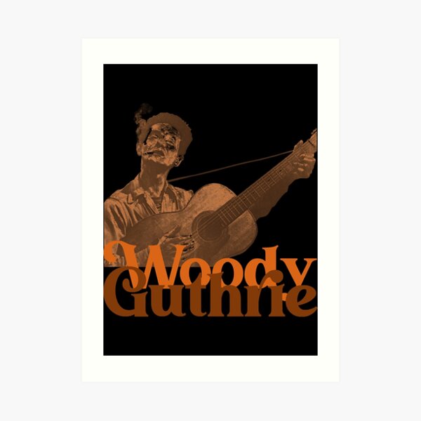 "Woody Guthrie Sepia Folk Singer Songwriter Fan Art " Art Print for ...