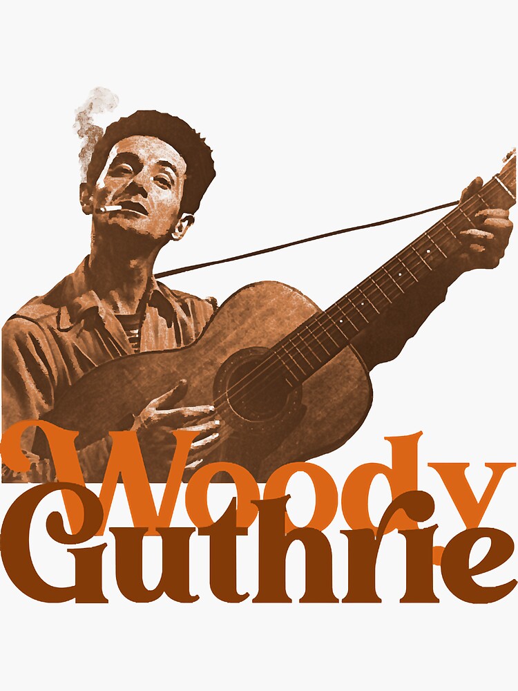 "Woody Guthrie Sepia Folk Singer Songwriter Fan Art " Sticker for Sale ...