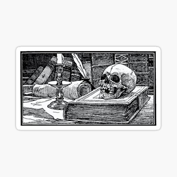 "Skull Book Goth Art" Sticker for Sale by quirky-artistry | Redbubble