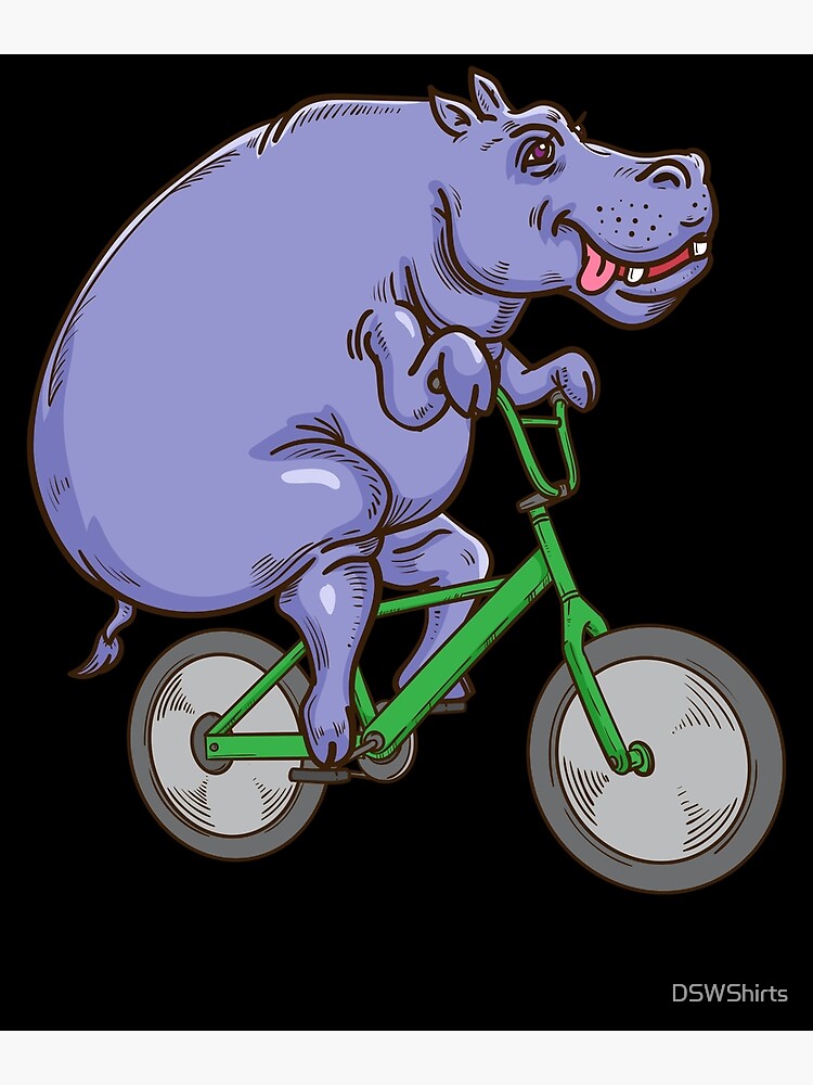 "Funny Hippo Riding Bicycle Hippopotamus Kids Hippo" Poster for Sale by ...
