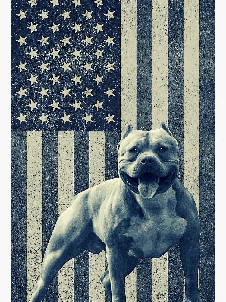 "Usa American Flag Pitbull / Vintage Usa Flag American Pitbull" Art ...