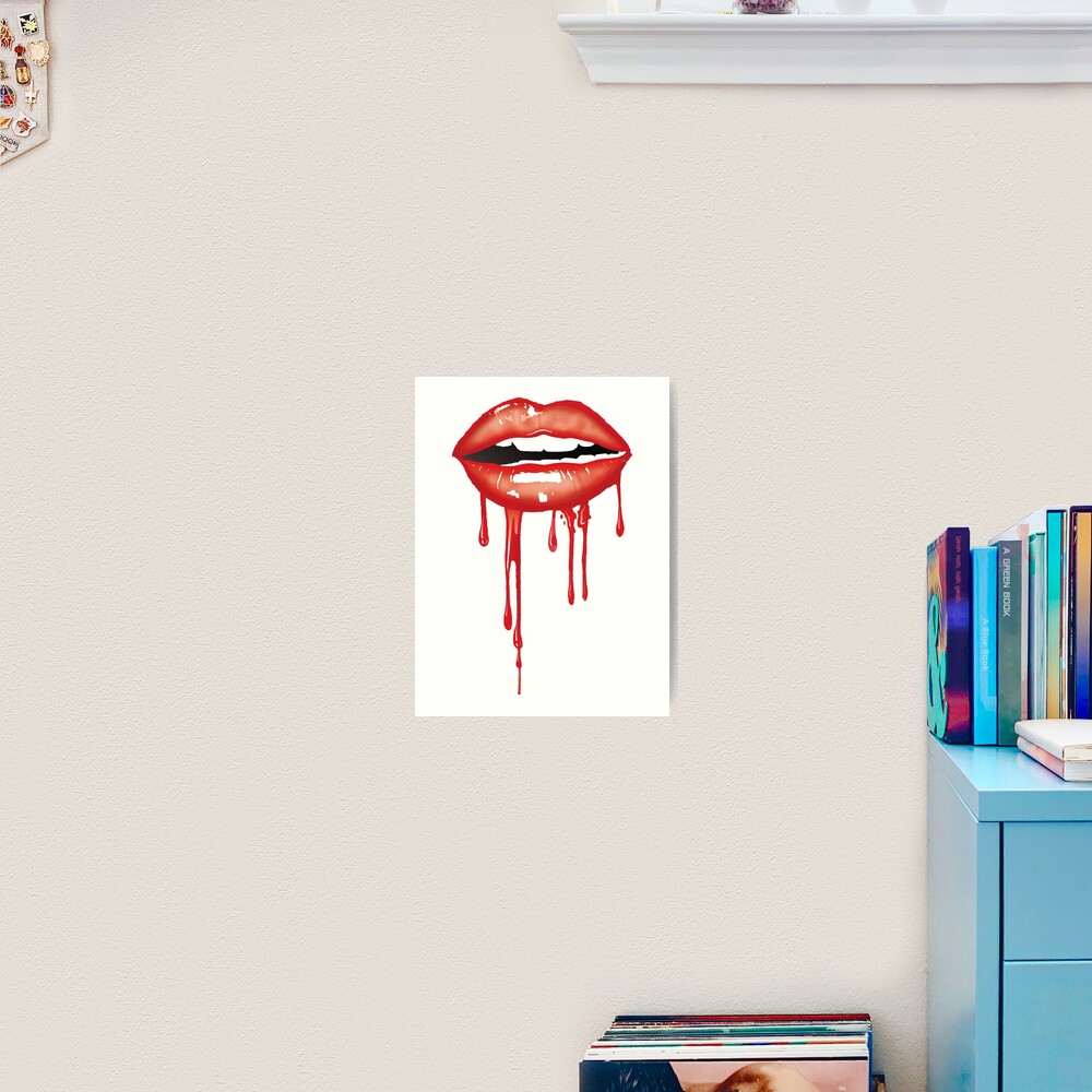 "Red Dripping Lips" Art Print for Sale by alexabrinaldi | Redbubble