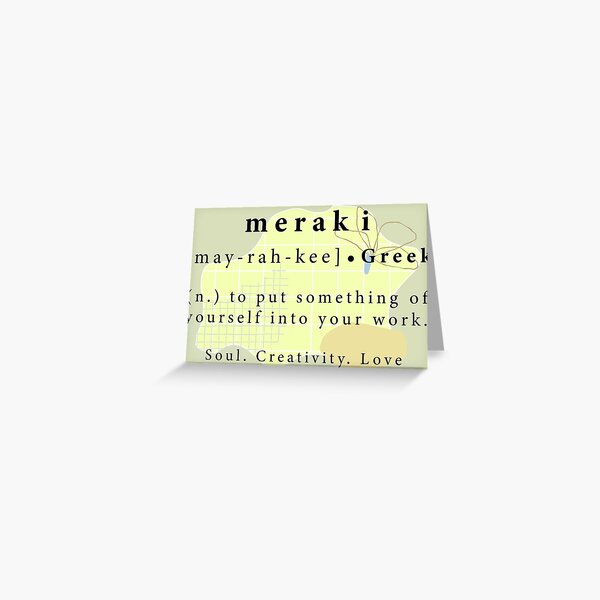 "meraki greek word meaning pastel yellow aesthetic design." Greeting ...