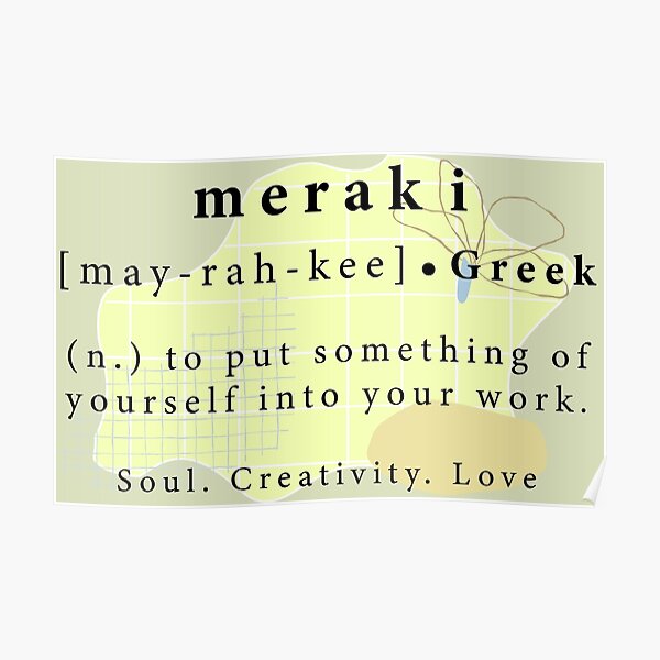 "meraki greek word meaning pastel yellow aesthetic design." Poster by ...