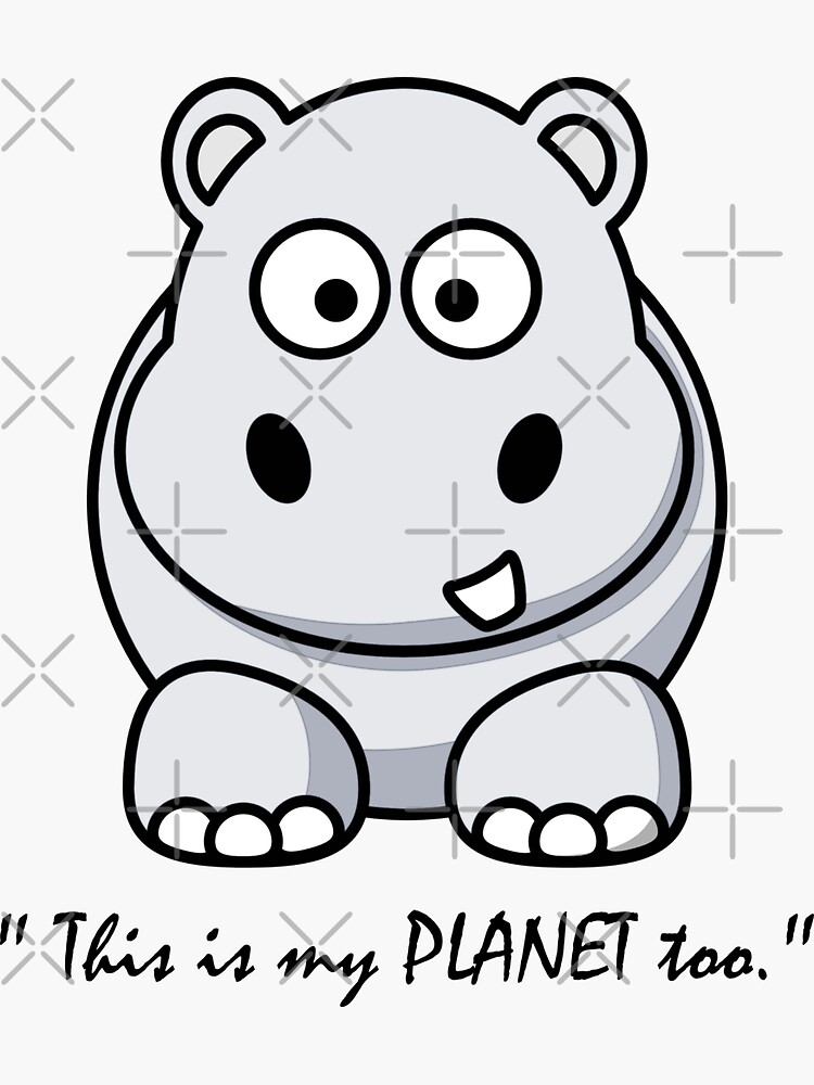 "Cute Baby Hippo Animal Planet Art - White" Sticker for Sale by ...