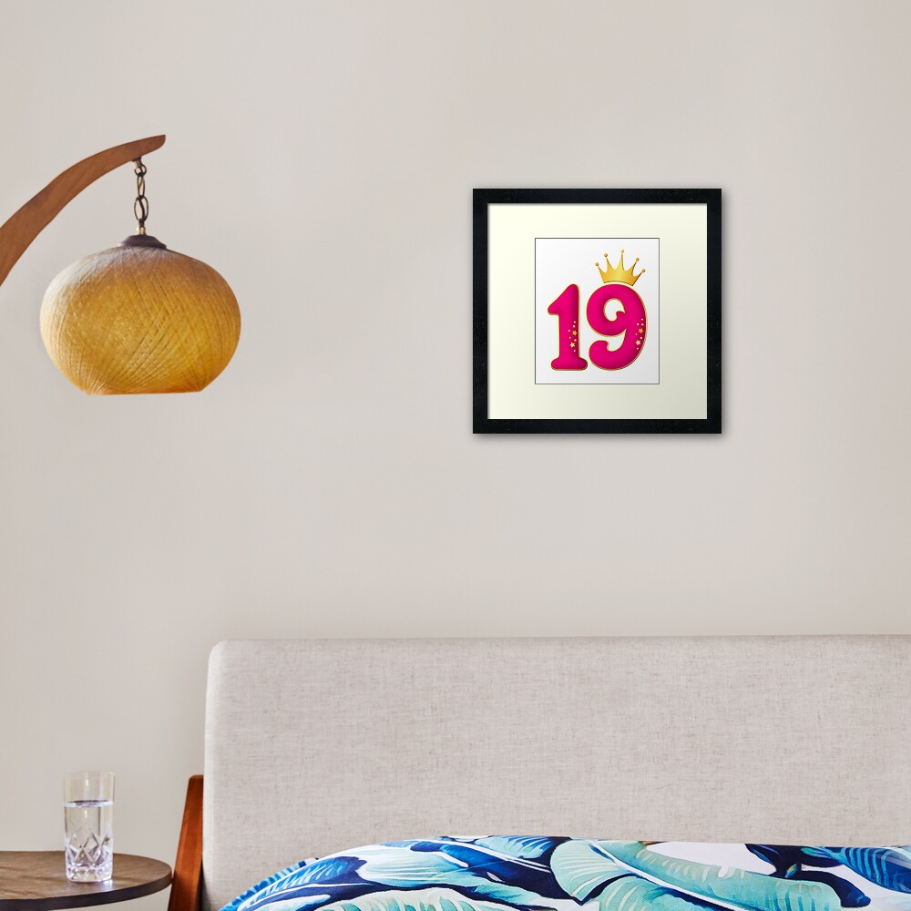 "19 Years Old, Birthday party design for girls. Number 19 and crown ...