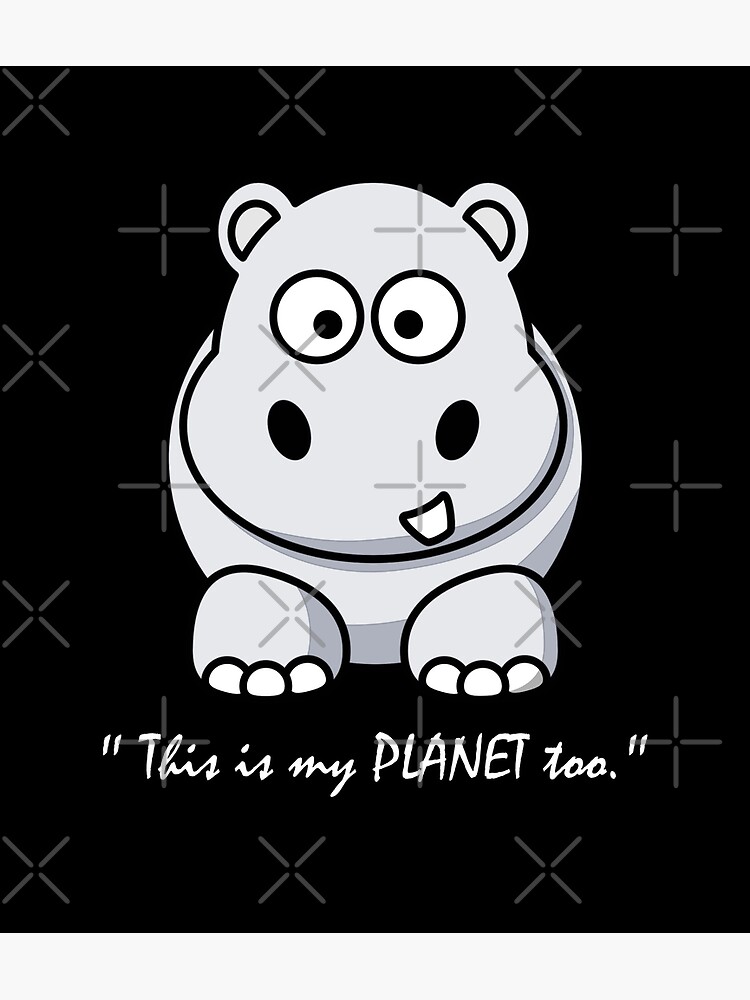 "Cute Baby Hippo Animal Planet Art - Black" Canvas Print for Sale by ...