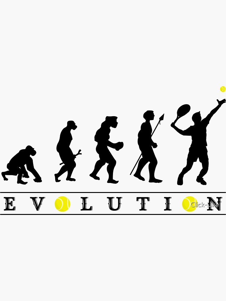 "Funny Tennis Evolution, Evolution of The Tennis Player" Sticker for ...
