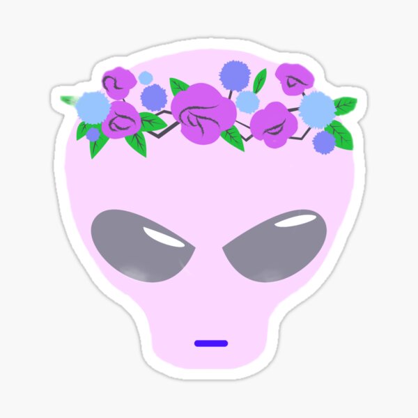 "Stylish Angry Alien in pink" Sticker for Sale by picturesbysofia ...