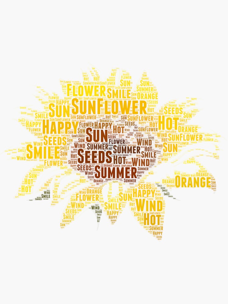 "Sunflower WordArt" Sticker for Sale by P-aws | Redbubble